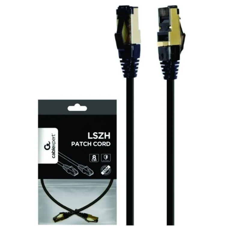 PP8-LSZHCU-BK-0.25M Gembird Mrezni kabl S/FTP Cat.8 LSZH patch cord, black 0.25m