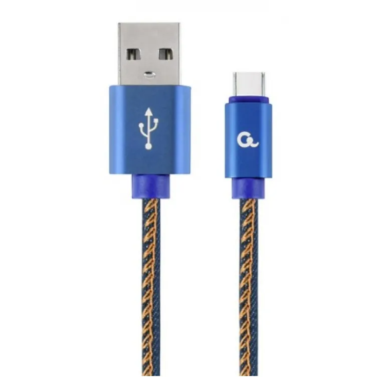 CC-USB2J-AMCM-2M-BL Gembird Premium jeans (denim) Type-C USB cable with metal connectors, 2 m, blue
