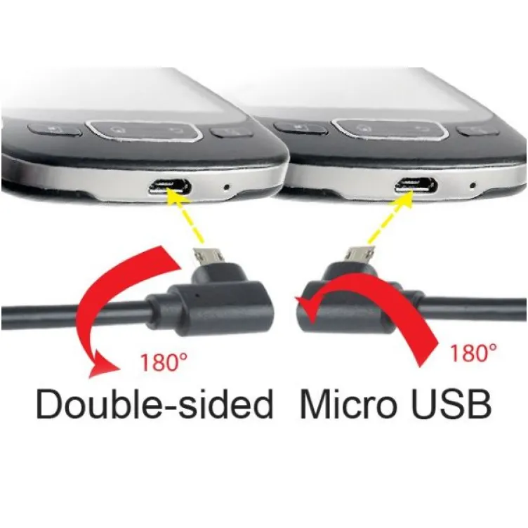 CCB-USB2-AMmDM90-6 Gembird USB 2.0 AM to Double-sided right angle Micro-USB cable, 1.8M FO