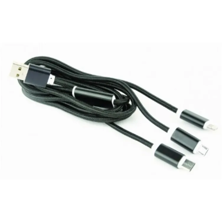 CC-USB2-AM31-1M Gembird USB 3-u-1 kabl za punjenje 8-pin, Type-C, microUSB, crni, 1m