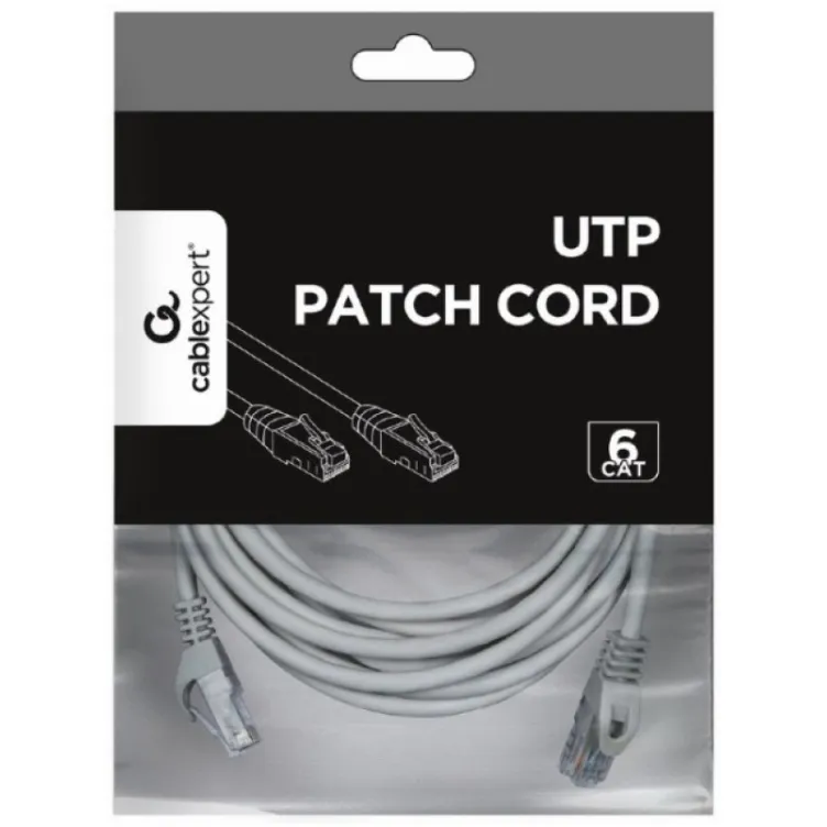PP6U-CU-5M Gembird Mrezni kabl, CAT6 BAKARNI UTP Patch cord 5m grey