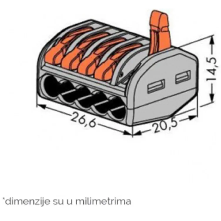 Bezvijacna spojnica vodova 5P 0.08-2.5mm2 (pakovanje 10kom) klema