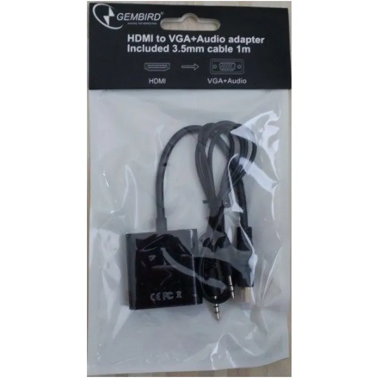 A-HDMI-VGA-06 ** Gembird HDMI to VGA + AUDIO adapter cable, single port (alt A-HDMI-VGA-03, 439)