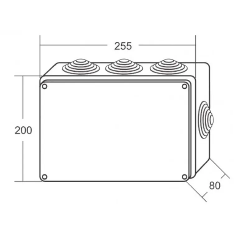 Razvodna kutija sa gumenom zaptivkom ME-K255x200x80mm (12 uvodnica) IP65