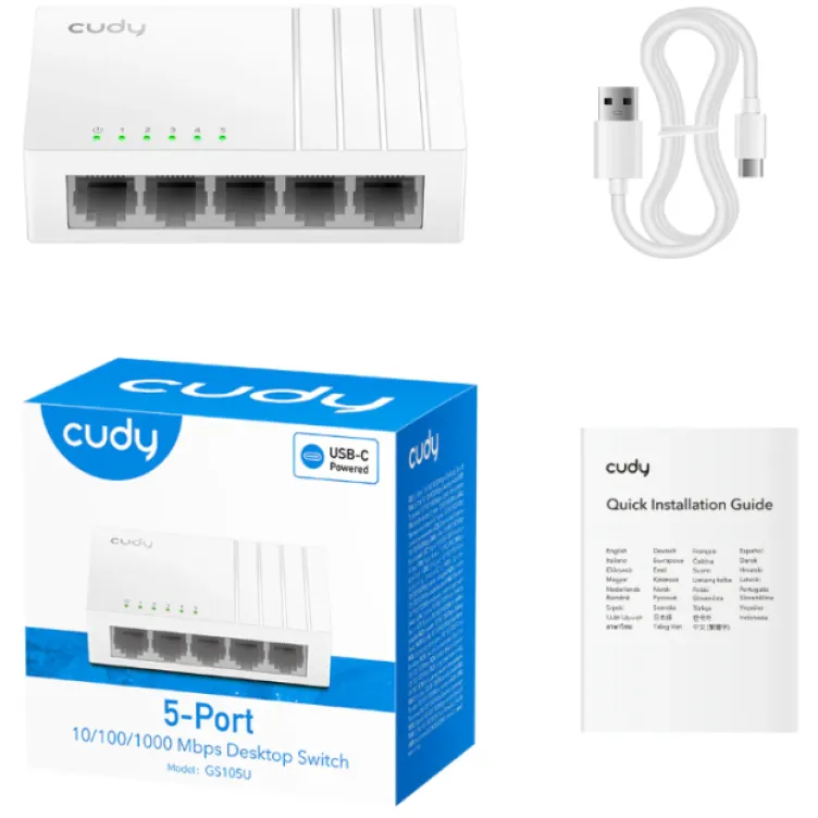 Cudy GS105U 5-Port Gigabit Ethernet Switch with USB-C Power Jack