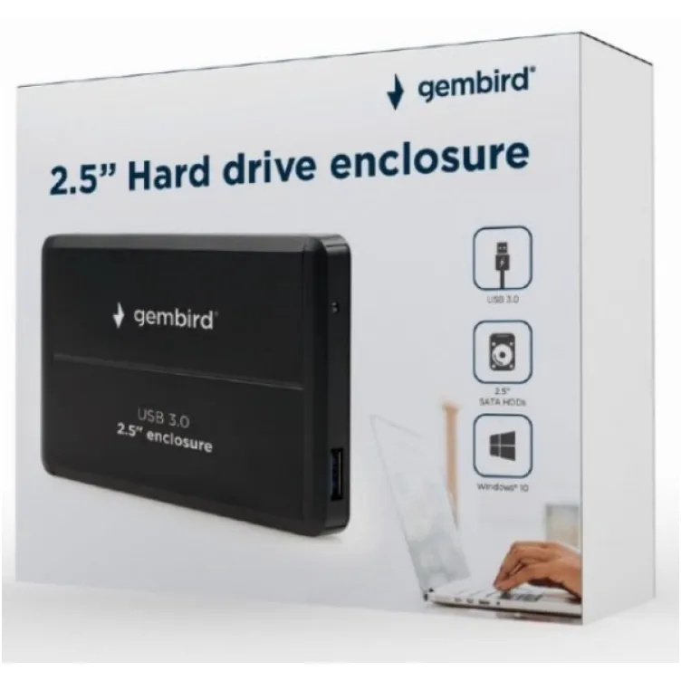 EE2-U3S-2 Gembird USB 3.0 Externo kuciste za 2.5 SATA hard diskove, aluminium, crni A