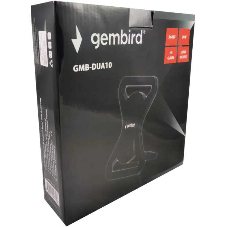 GMB-DUA10 **Gembird Antena sobna/spoljna sa pojacalom, 23x21cm, UHF, dobit 36dB sa kablom 10m (919)