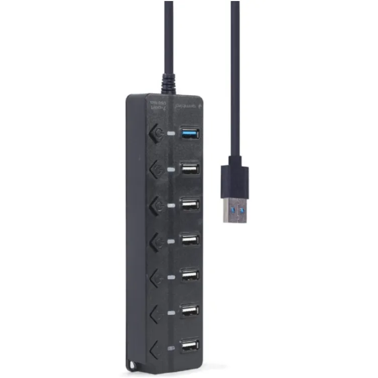 UHB-U3P1U2P6P-01 Gembird 7-port USB hub (1xUSB 3.1 + 6xUSB 2.0) with switches, black