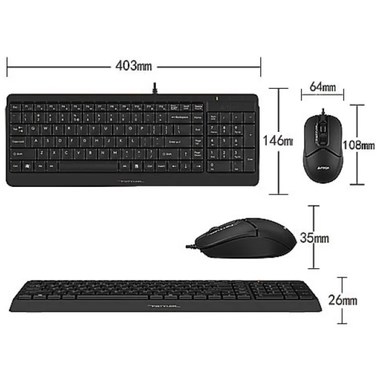 A4-F1512 A4Tech tastatura YU-LAYOUT + mis USB, Black