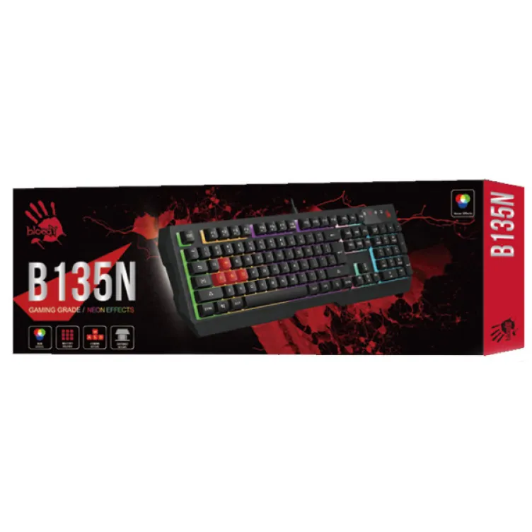 A4-B135N A4Tech Bloody Gejmerska svetleca tastatura(NEON LED), black, USB, US layout