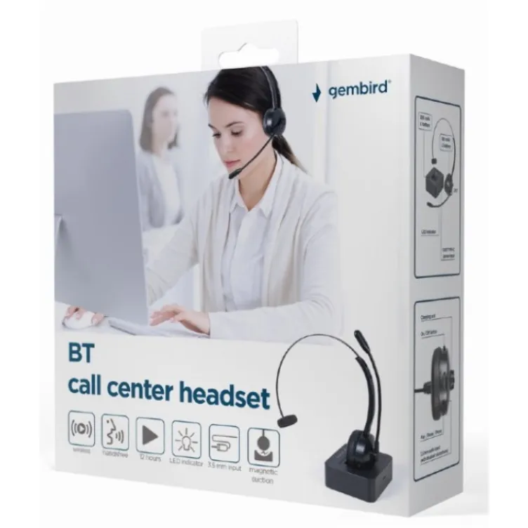 BTHS-M-01 Gembird Bluetooth slušalice za Call centar, mono, crne