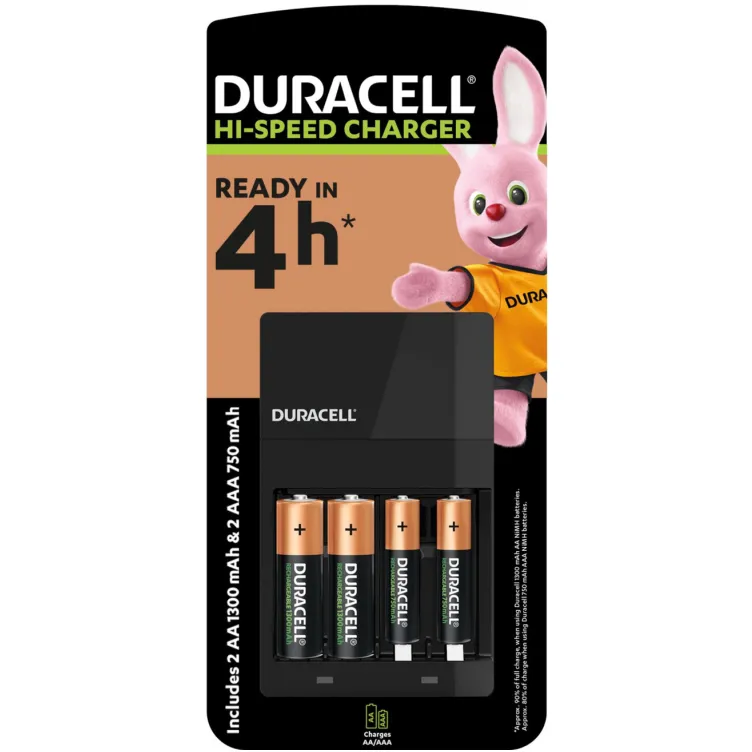 Duracell CEF14 PUNJAC + punjive baterije 2xAA NiMH 1300mAH+ 2xAAA 750mAh( Hi speed 4h, auto-OFF)
