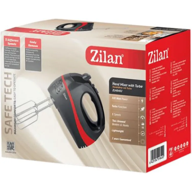 Zilan ZLN8402/BK Mikser ruèni, boja crno/crvena, 5 brzina+turbo, 300 W