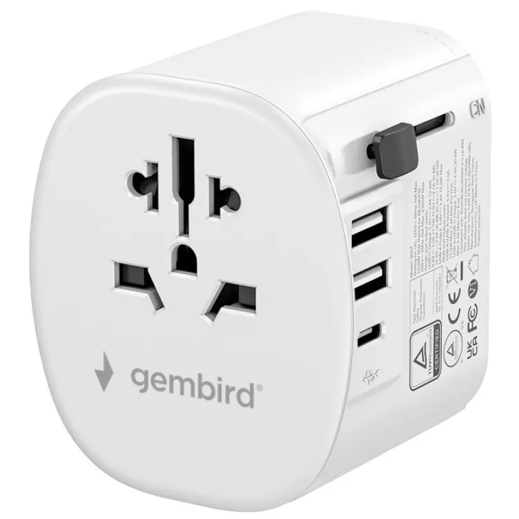 Travel adapter TPA-EU2A1C15-01-W Gembird Univerzalni, sa uzemljenjem 15W