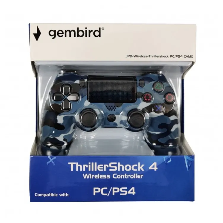 JPD-Wireless-Thrillershock PC/PS4 CAMO BLUE Gembird Bezicni gamepad sa dvostrukom vibracijom v2