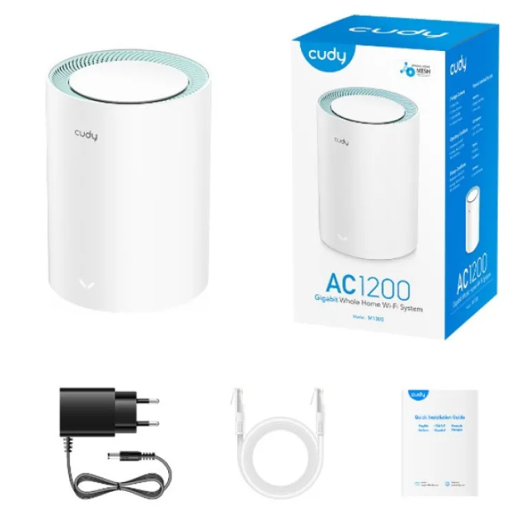 Cudy M1300 1-pack AC1200 Dual Band 2.4Ghz+5Ghz WiFi MESH, GiGABIT, 4x Antena 16MB/128DDR