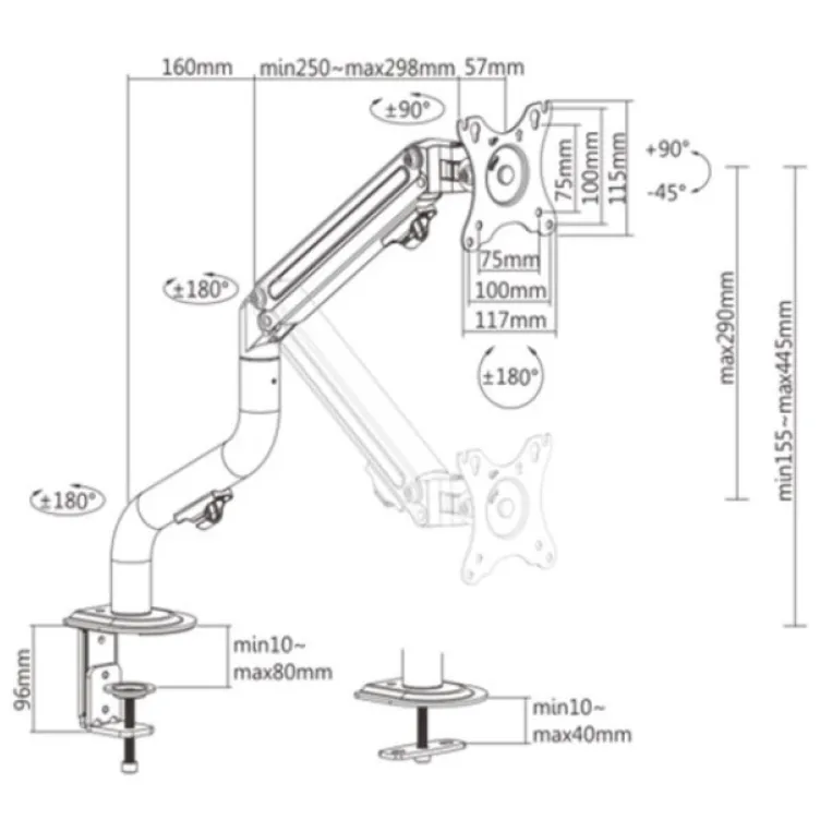 MA-DA1-02 Gembird Podesivi stoni drzac za monitor,tilt, 17-32 max.8kg (alt.MA-DA1-05) FO