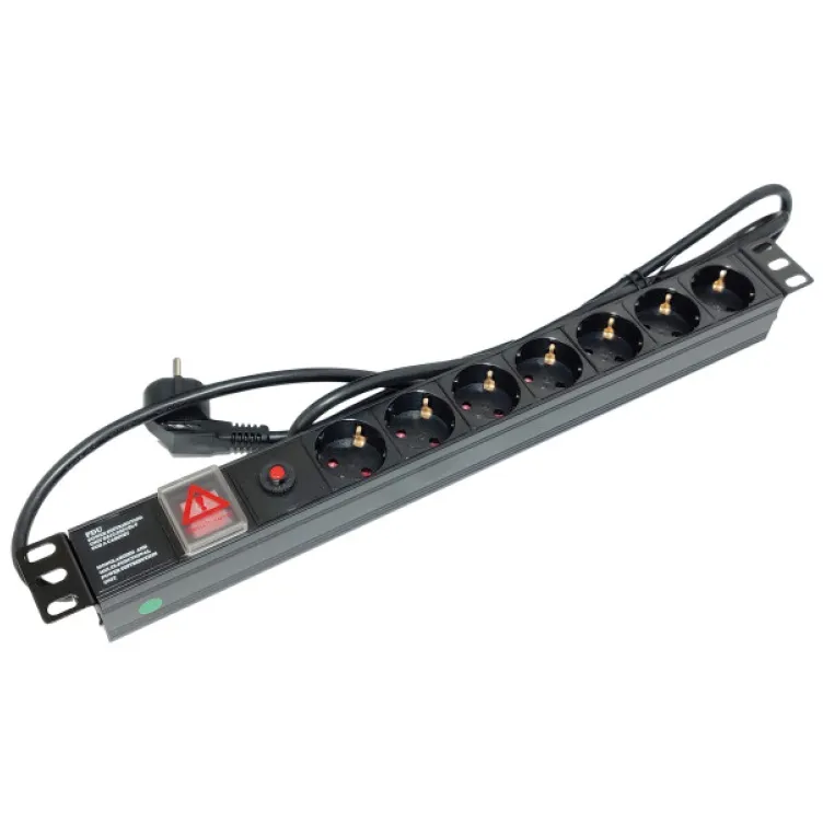 Produzni kabl sa zastitom 7 uticnica 16A, PDU 1U, aluminium sa zastitom, 2m 251