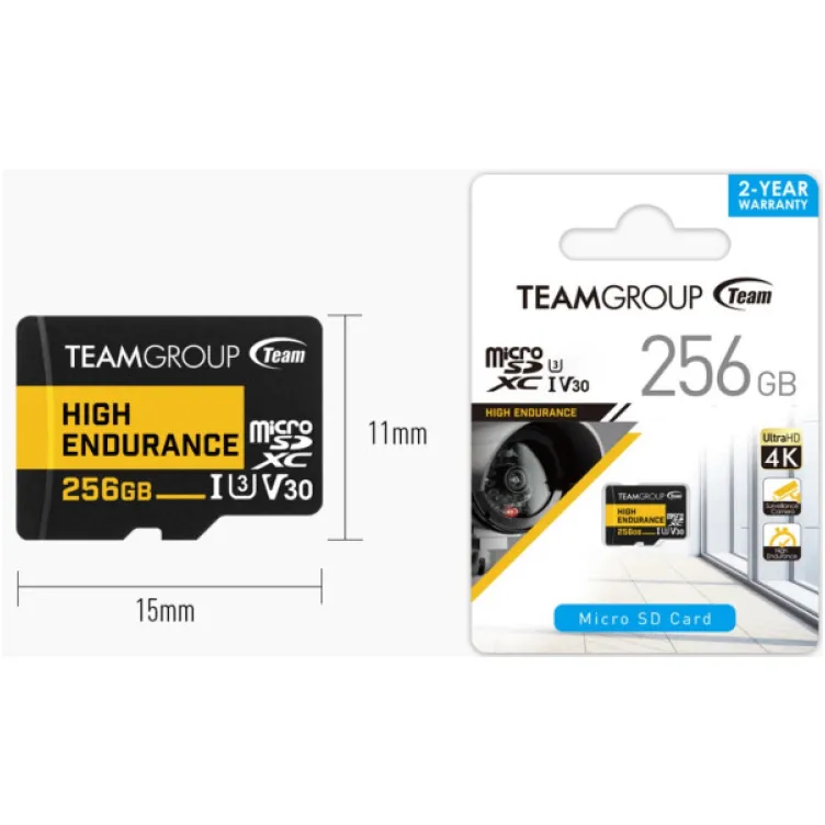 TeamGroup MICRO SDXC 256GB High Endurance UHS-I U3 V30,100/50MB/s, THUSDX256GIV3002 ZA VIDEO NADZOR!