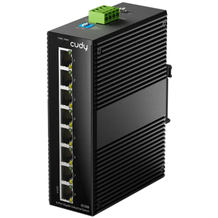 Cudy IG1008 8-Port Gigabit Industrial Switch, 8× GbE, Shielded, Dual-Power Redundancy, IP40