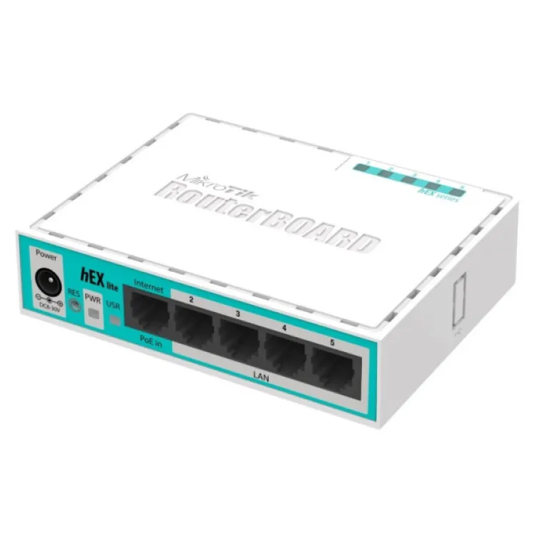 MikroTik RB750r2 heX LITE 5xLAN 10/100, 850MHz CPU, 64MB RAM, RouterOS L4 (265)