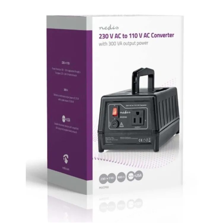 POCO102 Konvertor snage, 230V AC 50Hz, 270W, Euro, Black Omogucava upotrebu opreme iz SAD u Evropi