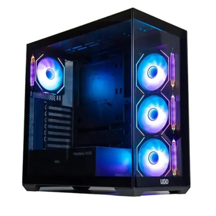 Kuciste UGD Mystery SV13 ATX, providna stranica, ugradjena 4xRGB kulera, Crno