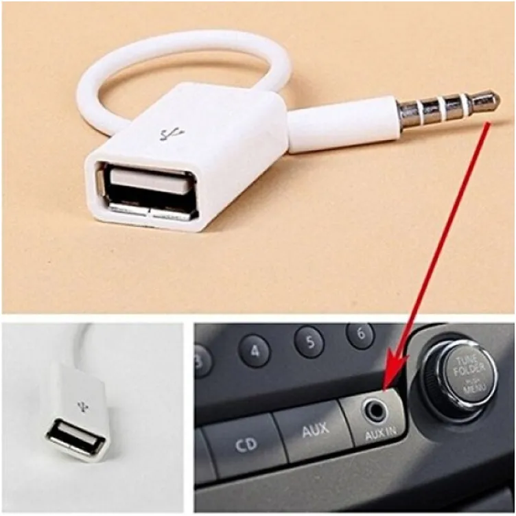 USB na AUX adapter beli 17cm A017