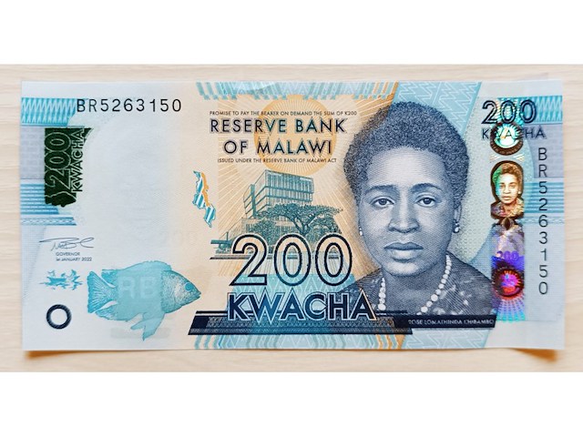 Malawi 200 kwacha. Unc, 2022 godina