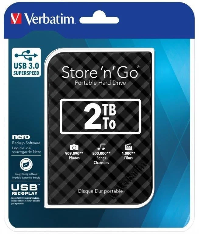 Verbatim HDD 2TB Black Kocka (53195)