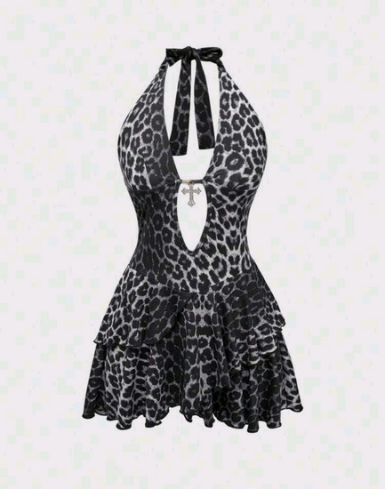 leopard print haljina goth
