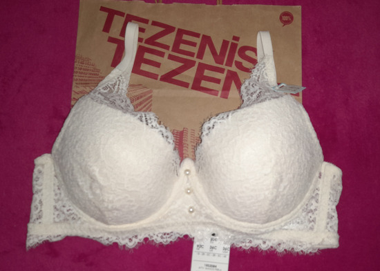 Tezenis beli/šampanj cipka push up 80C NOVO!%