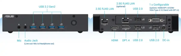 Asus Mini PC PN43-B 2S N100 DDR4 8GB 256GB 90MR0172-M00030