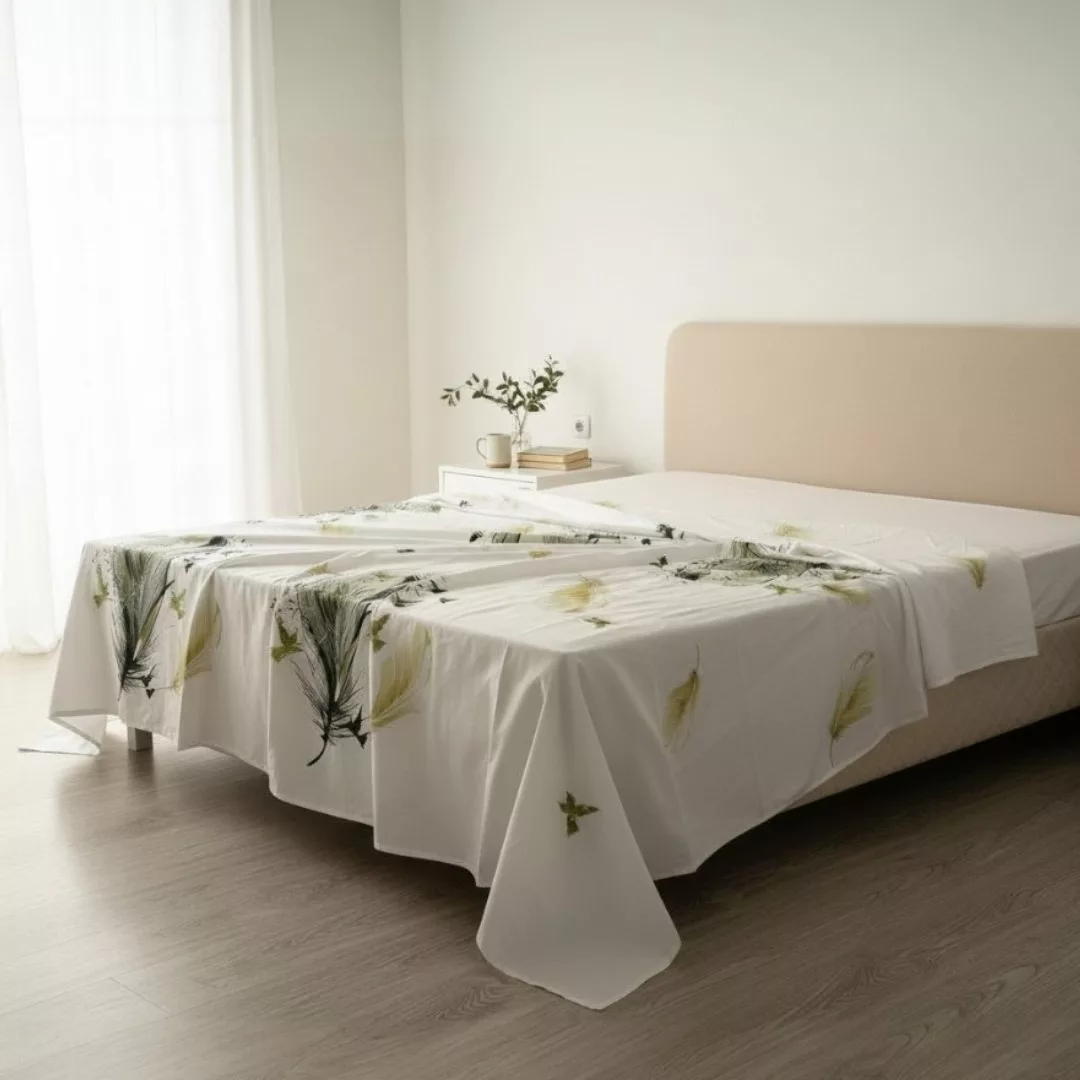 Čaršav Ranforce 100% pamuk 220x240cm bez lastiša dezen Pero