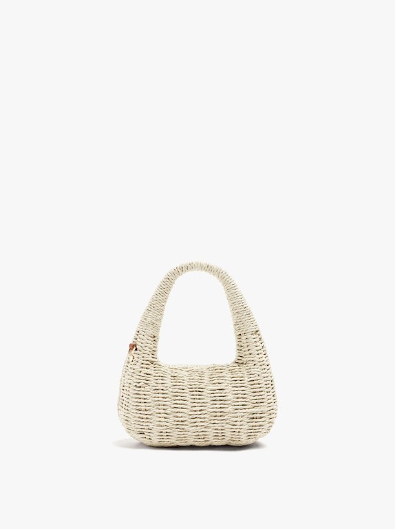 RIGID HANDBAG WITH PAPER STRAW EFFECT