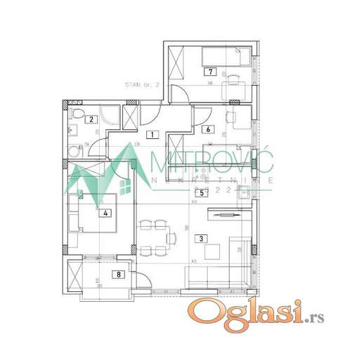 Na prodaju četvorosoban stan u Adicama, površine 62 m²