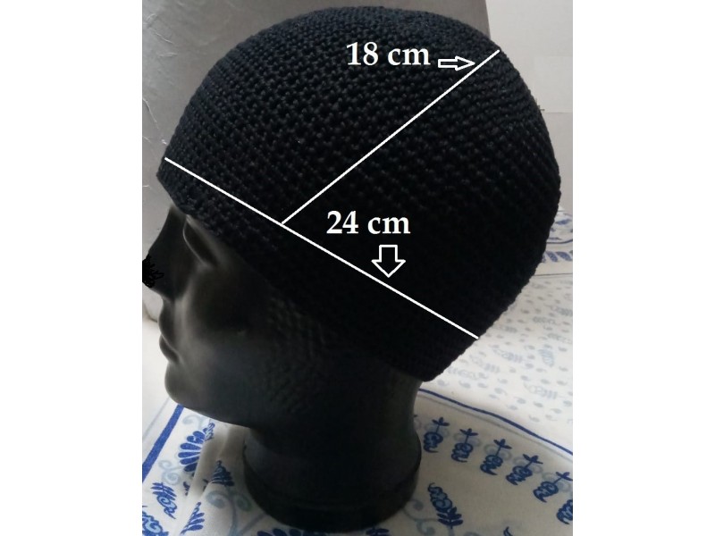 crna kapa, ručni rad (dimenzije su na slici)