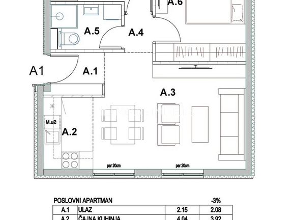 48m2, (T) ,BORČA ,3 poslovni prostor