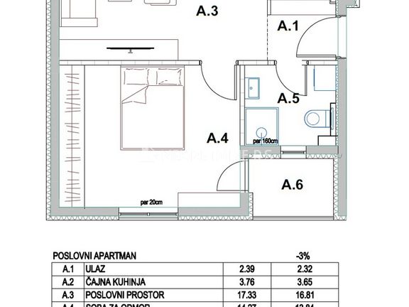 43m2, (T) ,BORČA ,2 poslovni prostor