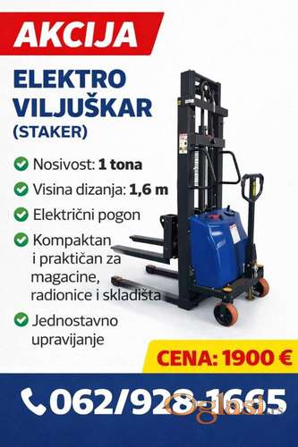 AKCIJA!!! ELEKTRO VILJUŠKAR 1T - 1,6m | STAKER | 1900 evra