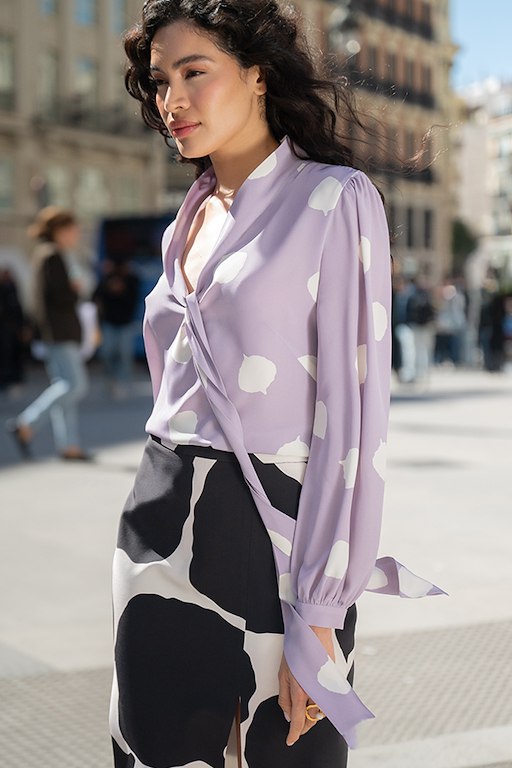 Orchid Lilac Tie Silk Blouse