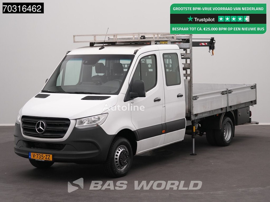 Mercedes-Benz Sprinter Automaat Kraanwagen HIAB T-CLX 018 B-2 Dubbellucht Trek kamion s ravnom platformom < 3.5t