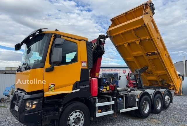 Renault C 430, 8x4 trojstranný sklápač s hydraulickou rukou kiper