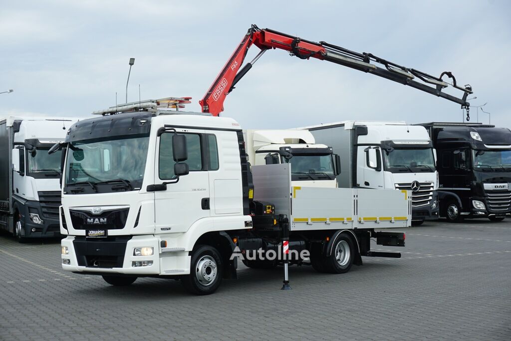 MAN TGL / 12.250 / SKRZYNIOWY + HDS / FASSI F 65 / PILOT kamion s ravnom platformom
