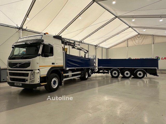 Volvo FM 450 Dropside Brick Grab Drawbar kamion s ravnom platformom
