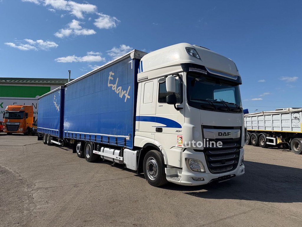 DAF XF480 kamion sa klizna zavesa cerada + prikolica sa kliznom ceradom