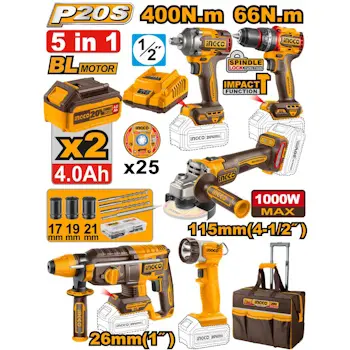Ingco set aku alata 5/1 CKLI2059E