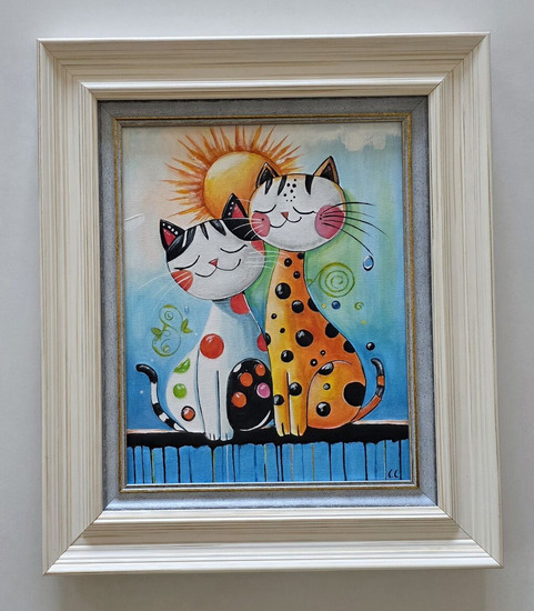 Slika - Sareni zagrljaj, akril na platnu.