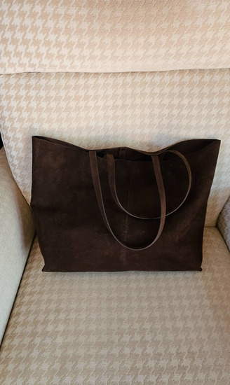 RezSuede chocolat shopper tote torba, koža