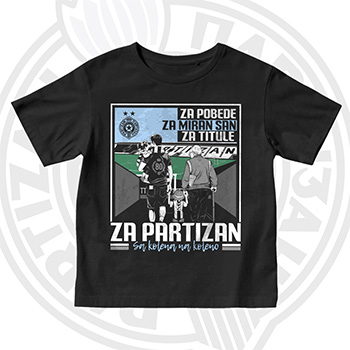 Crna dečija majica "Za pobede, za miran san" FK Partizan (vel. 8-14) 3746